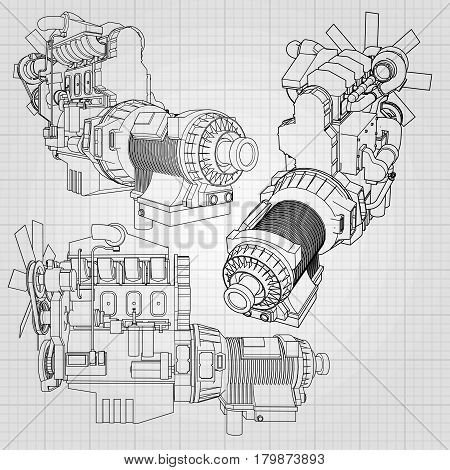 Big Diesel Engine Vector & Photo (Free Trial) | Bigstock