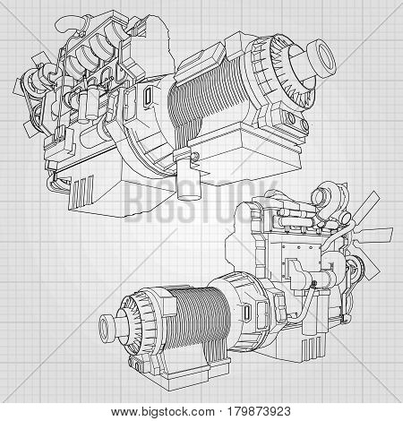Big Diesel Engine Vector & Photo (Free Trial) | Bigstock