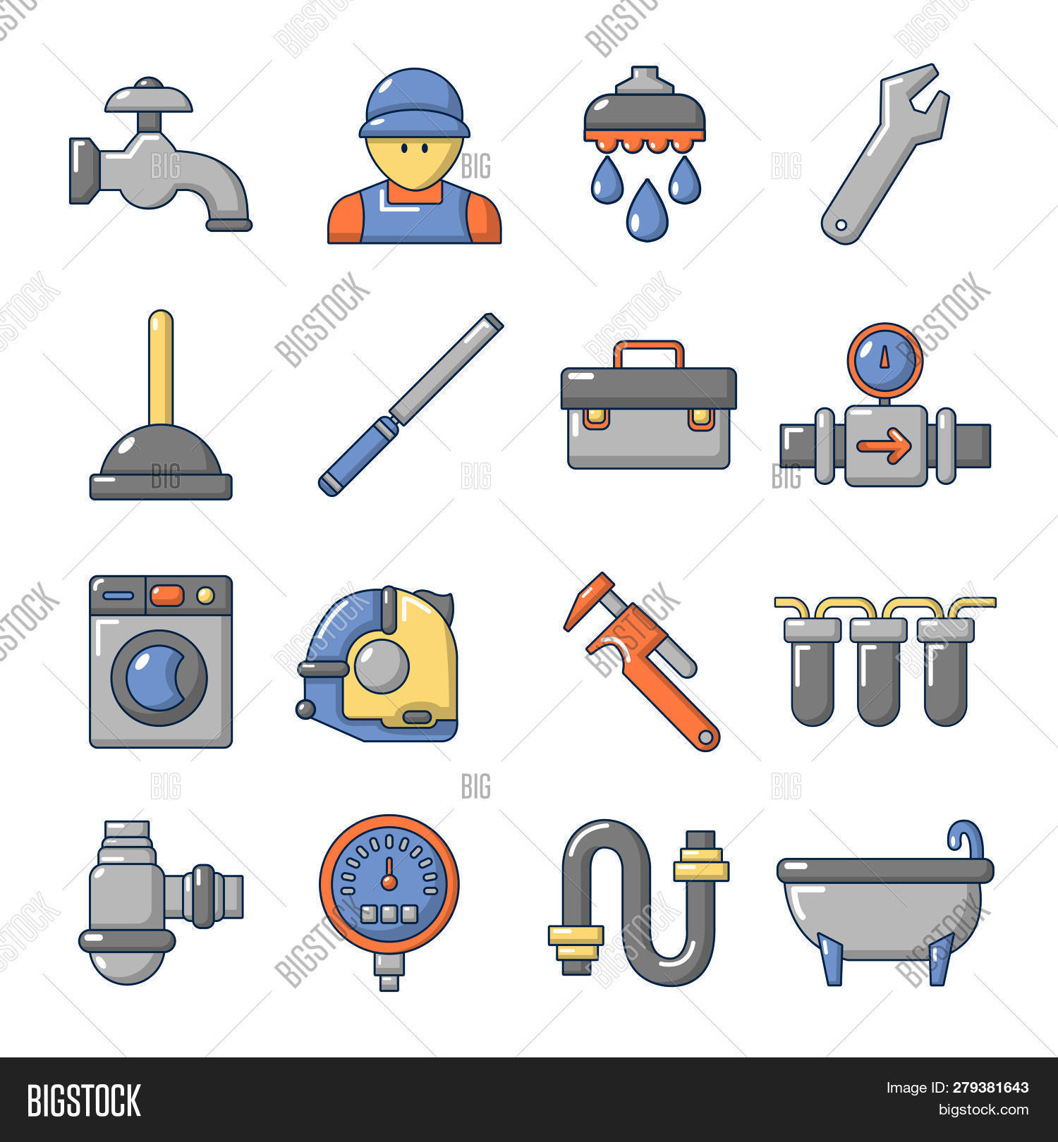 Plumber Symbols Icons Image & Photo (Free Trial) | Bigstock