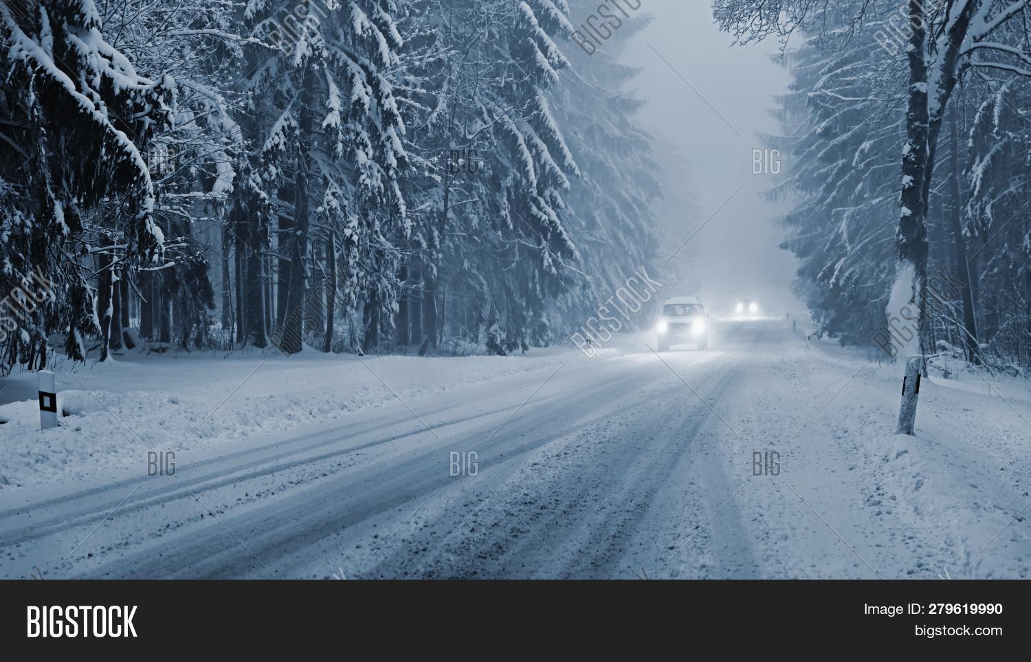 Snowy Winter Road Car Image & Photo (Free Trial) | Bigstock
