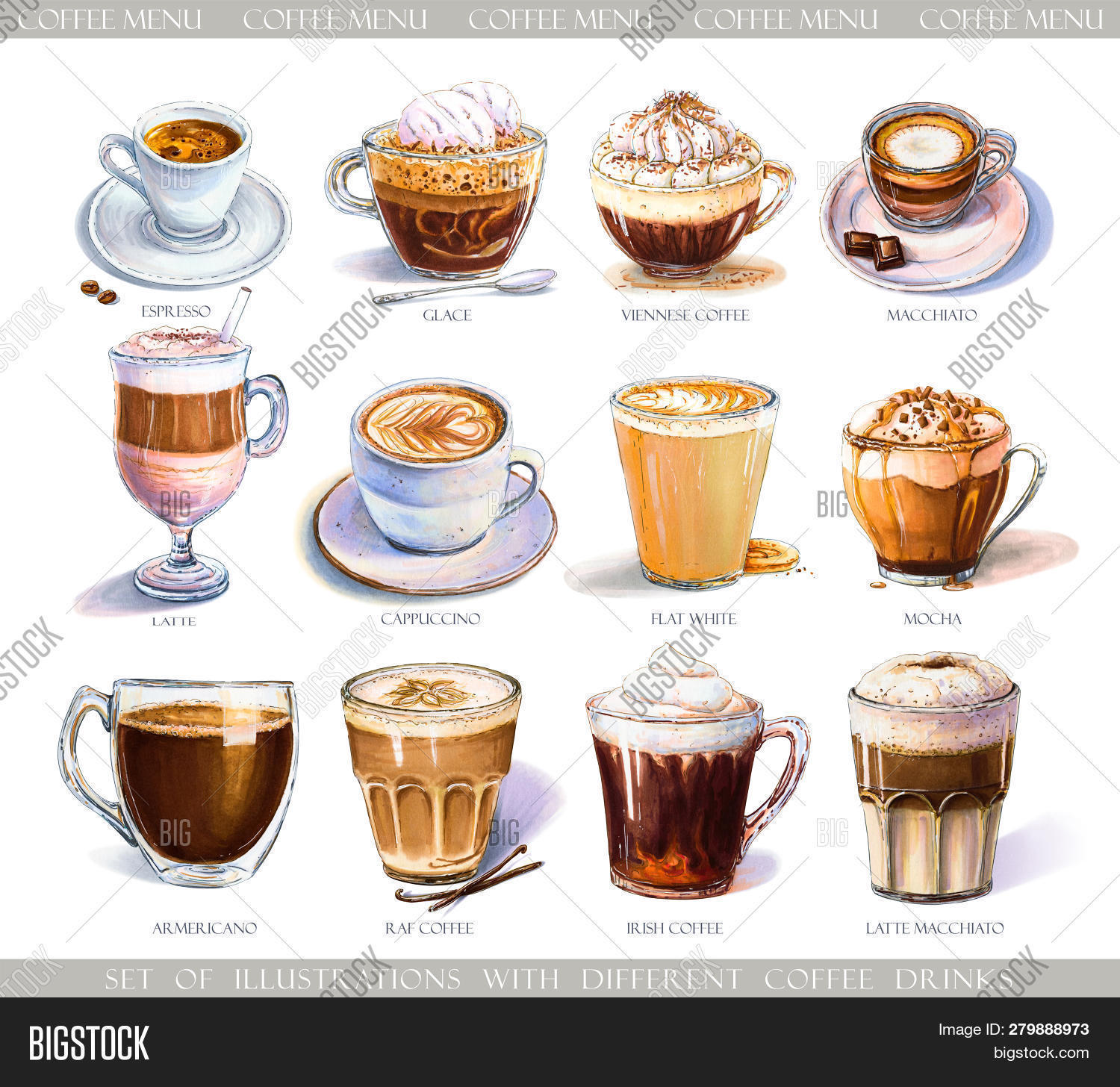 Set Diferent Coffee Image & Photo (Free Trial) | Bigstock