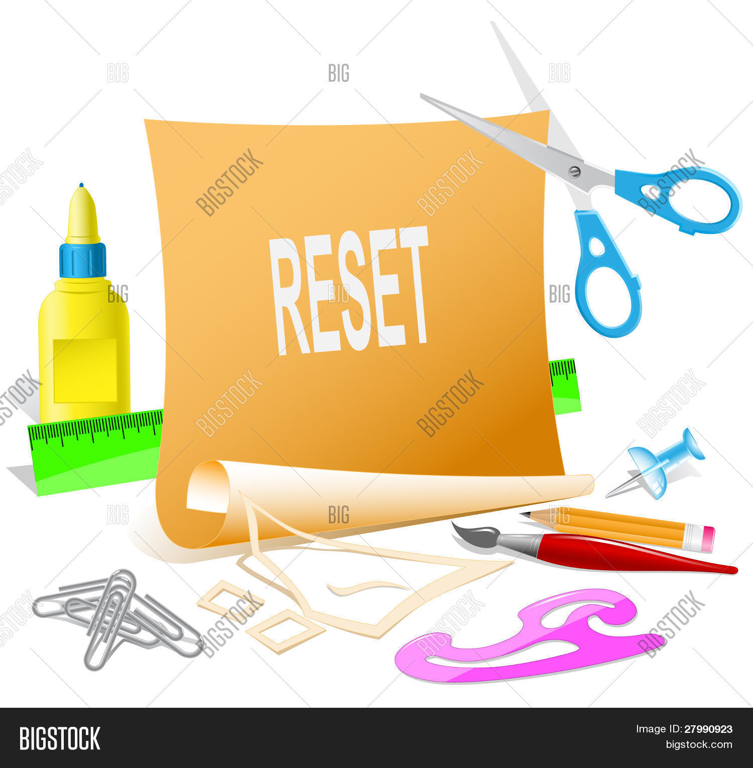 Reset. Vector Paper Vector & Photo (Free Trial) | Bigstock