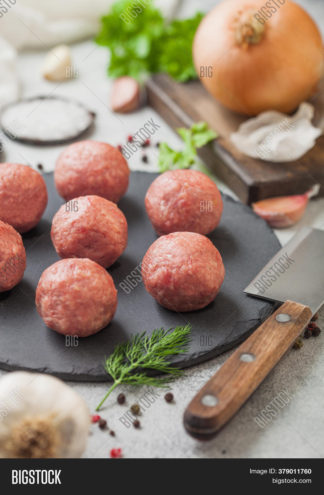 Fresh Raw Meatballs On Image & Photo (Free Trial) | Bigstock