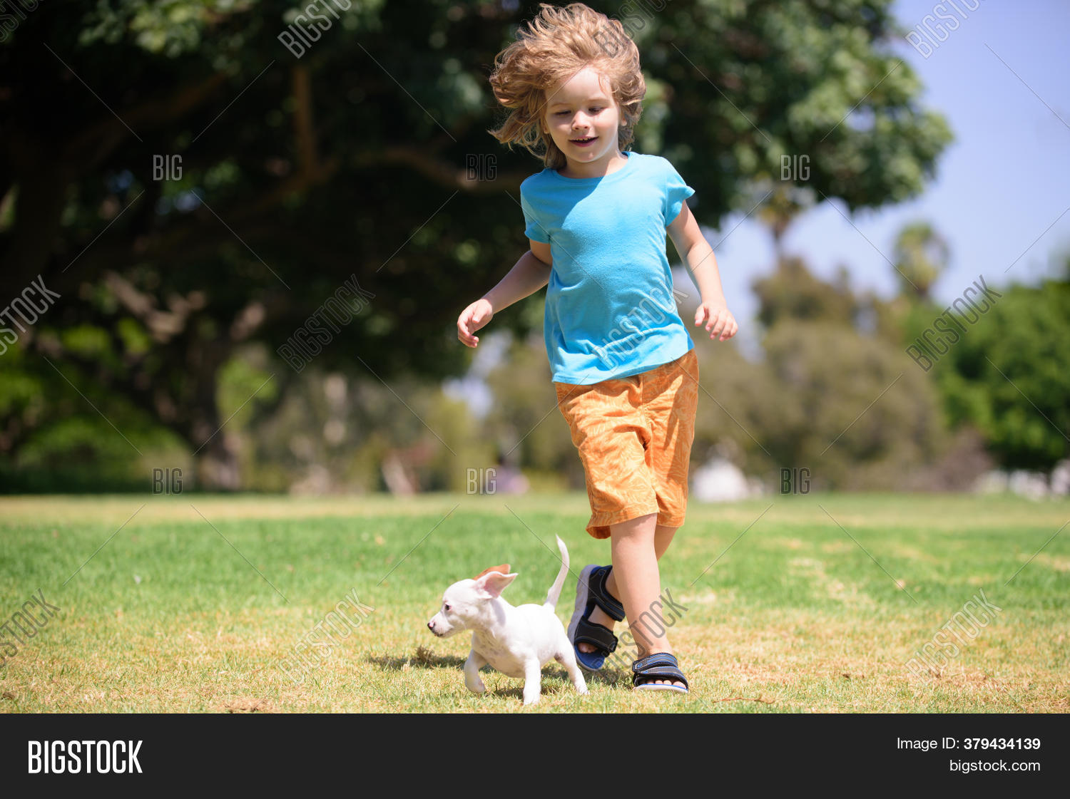 Cute Boy Runs Green Image & Photo (Free Trial) | Bigstock