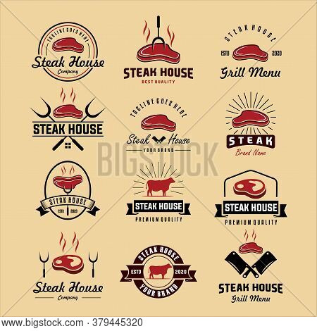 Set Grill Steak Logo Vector & Photo (Free Trial) | Bigstock