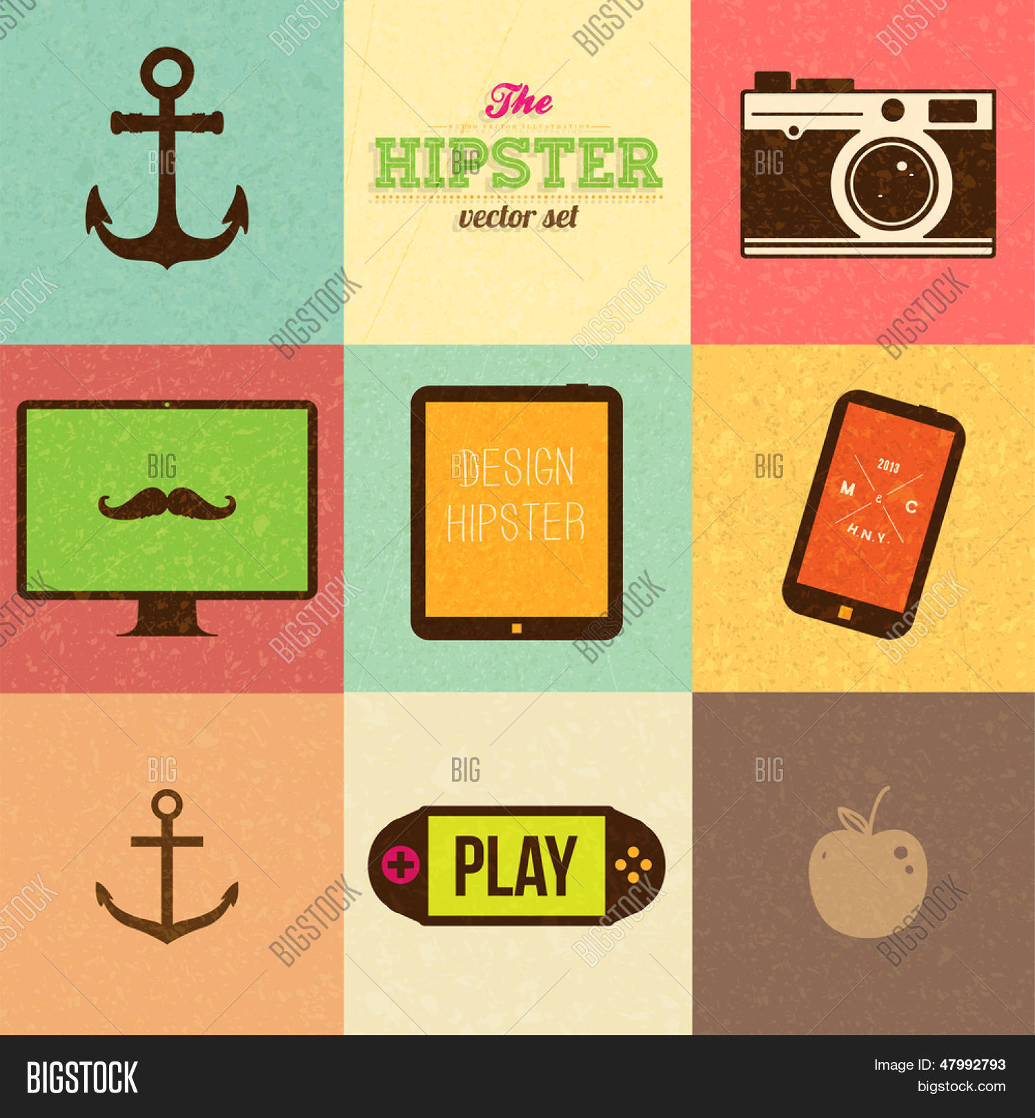 Vintage Icons Set. Vector & Photo (Free Trial) | Bigstock