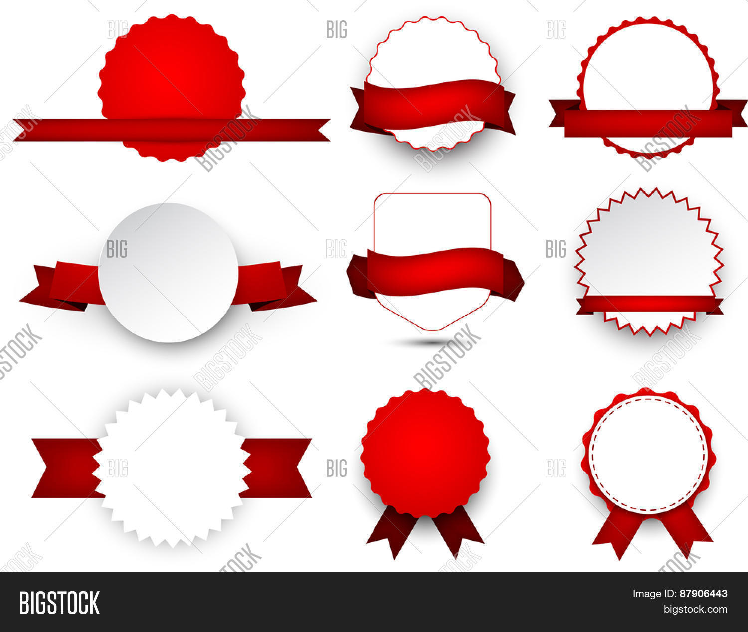 Set Red Ribbons Award Vector & Photo (Free Trial) | Bigstock