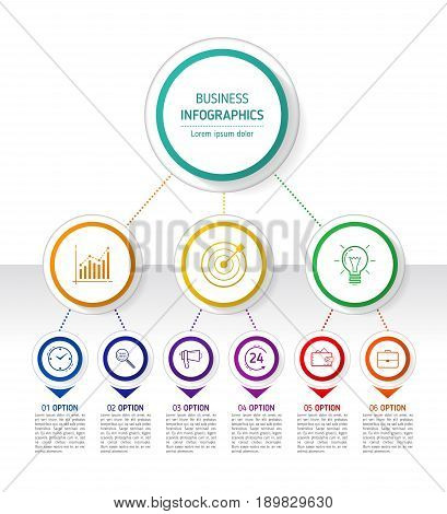 Circle design infographic elements with lines icons and text blocks ...
