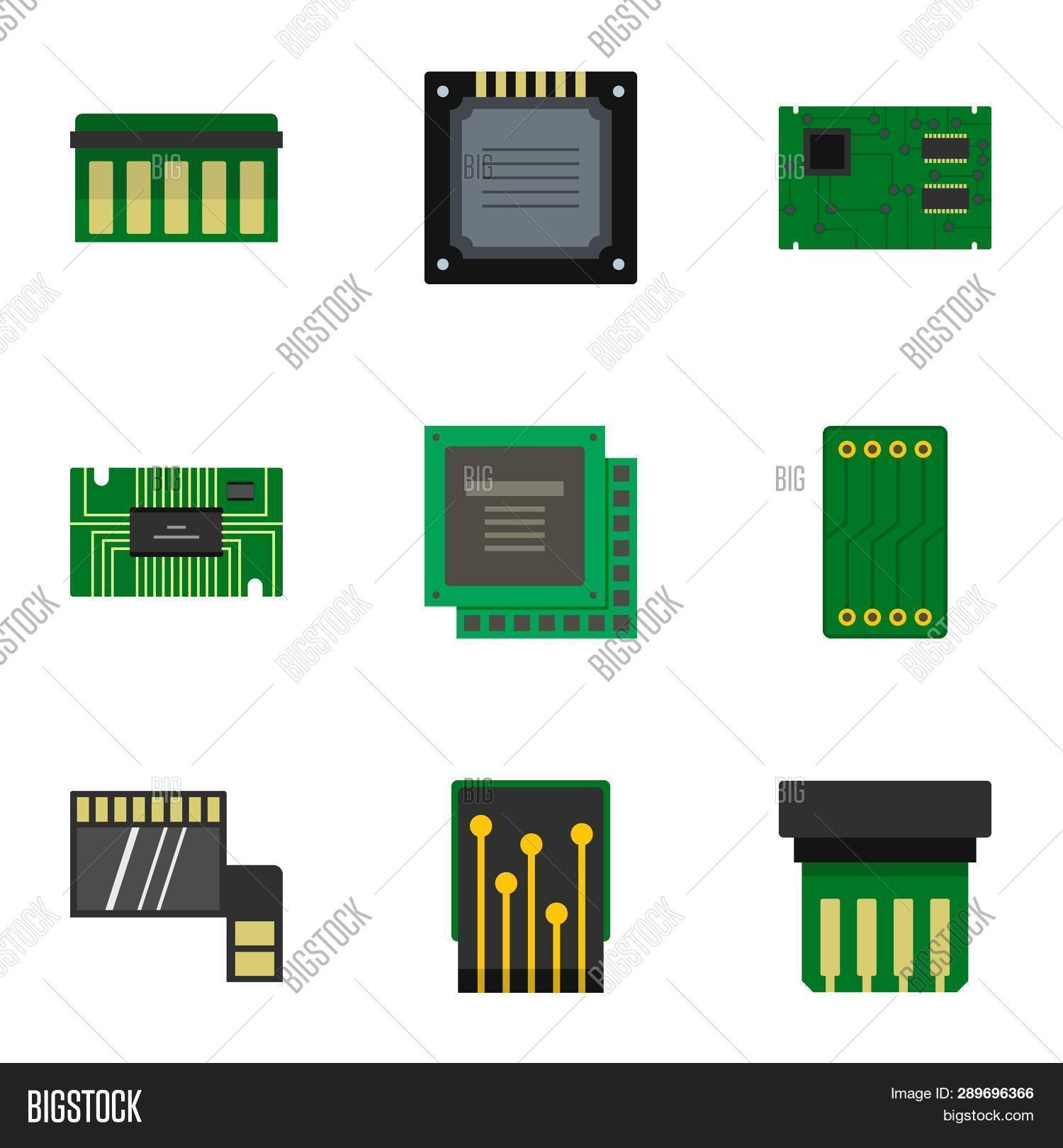 Microchip Icons Set. Image & Photo (Free Trial) | Bigstock