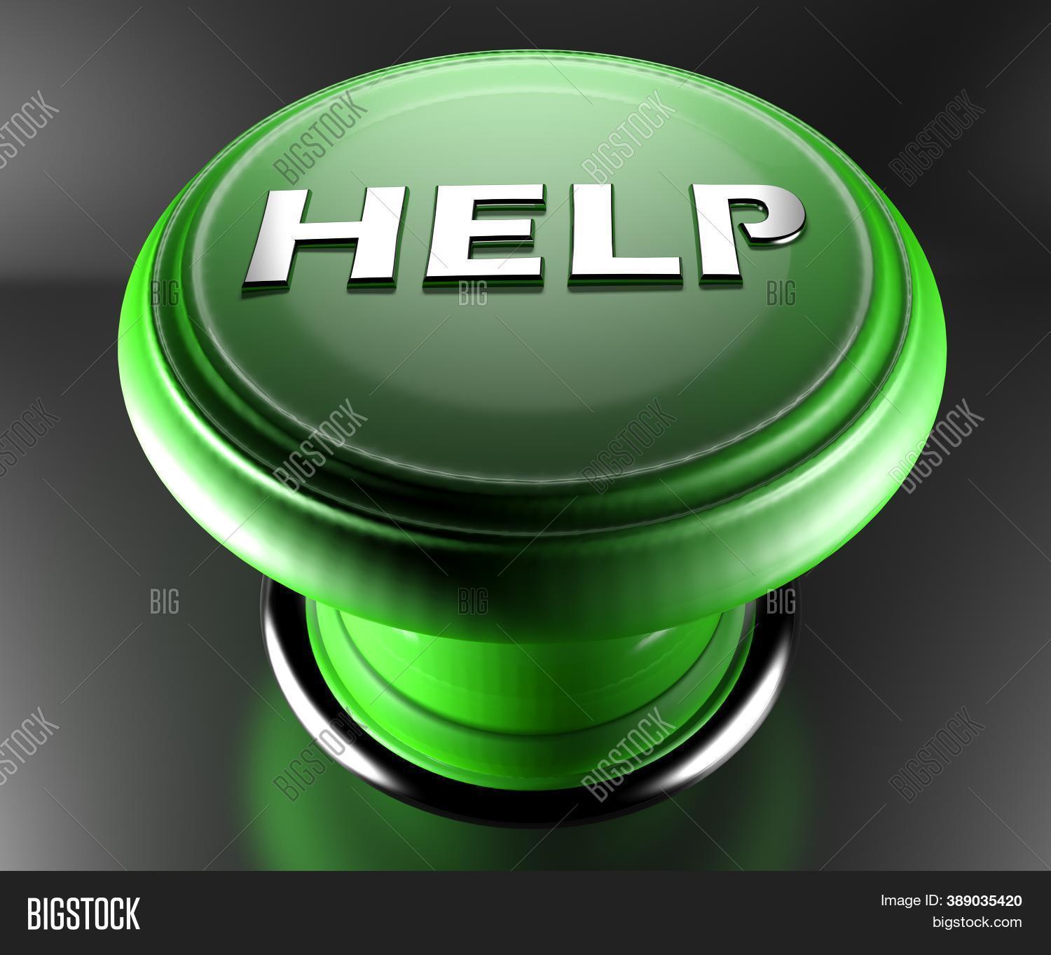 Help Green Push Button Image & Photo (Free Trial) | Bigstock