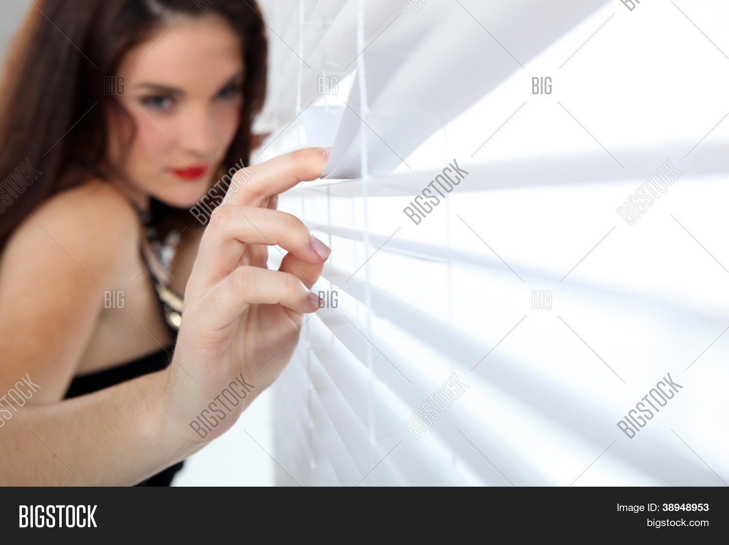 Woman Peeking Through Image & Photo (Free Trial) | Bigstock