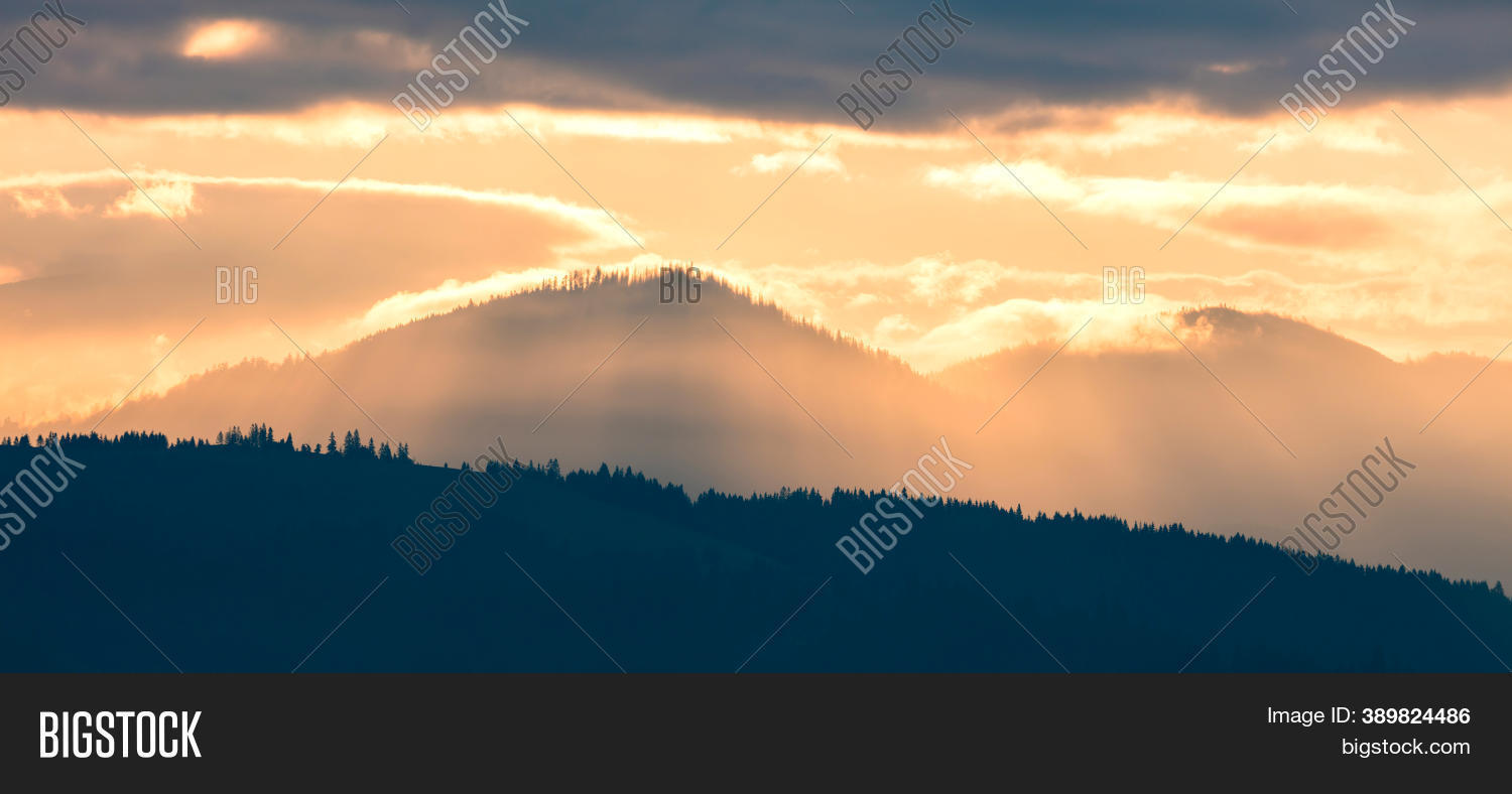 Cloudy Foggy Sunset Image & Photo (Free Trial) | Bigstock