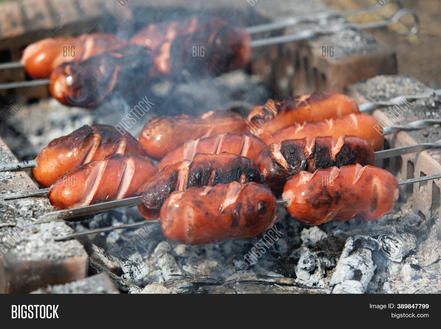 Grilling Sausages On Image & Photo (Free Trial) | Bigstock