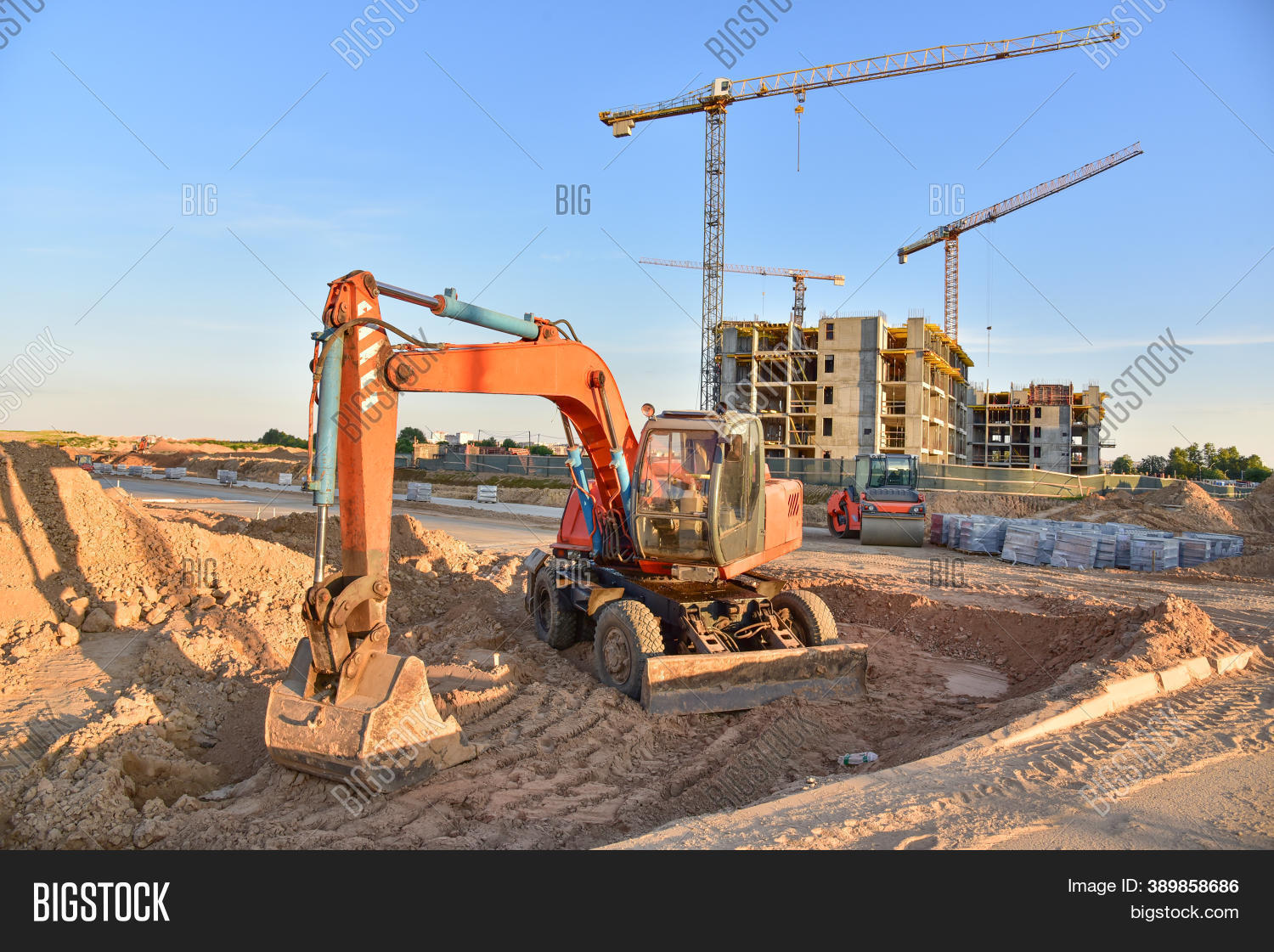 Excavator During Road Image & Photo (Free Trial) | Bigstock