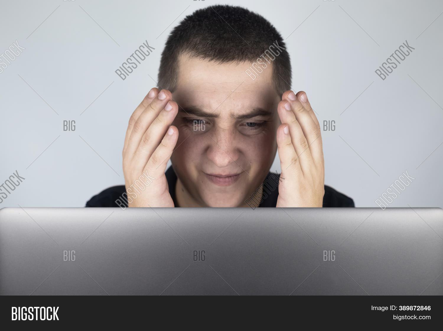 Man Looks Laptop, Image & Photo (Free Trial) | Bigstock