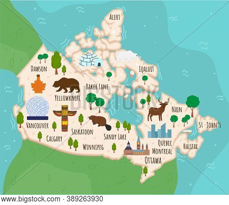Cartoon Map Canada. Vector & Photo (Free Trial) | Bigstock