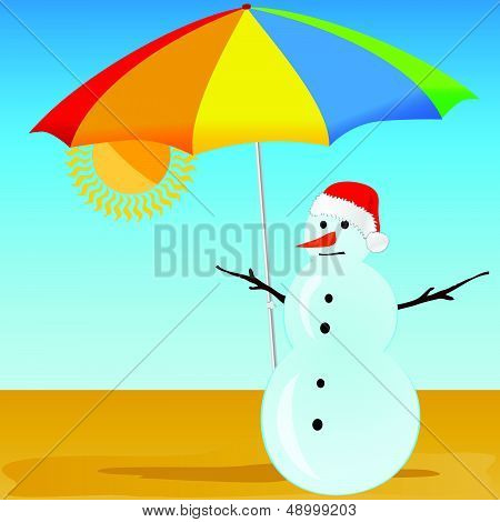 Snowman On Beach Vector & Photo (Free Trial) | Bigstock
