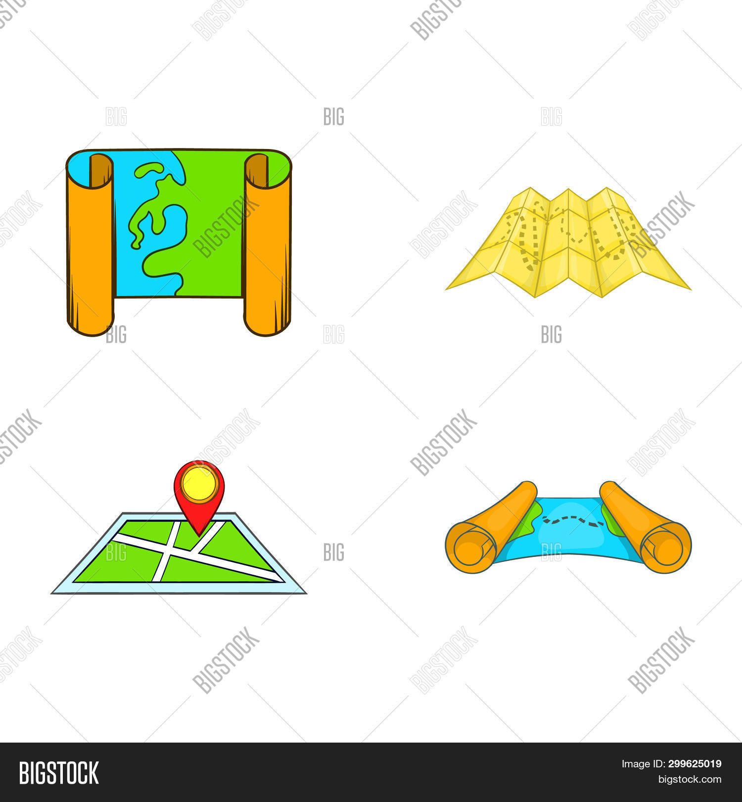 Map Icon Set. Cartoon Image & Photo (Free Trial) | Bigstock