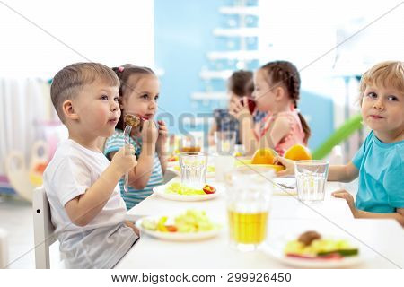 Group Kids Have Lunch Image & Photo (Free Trial) | Bigstock