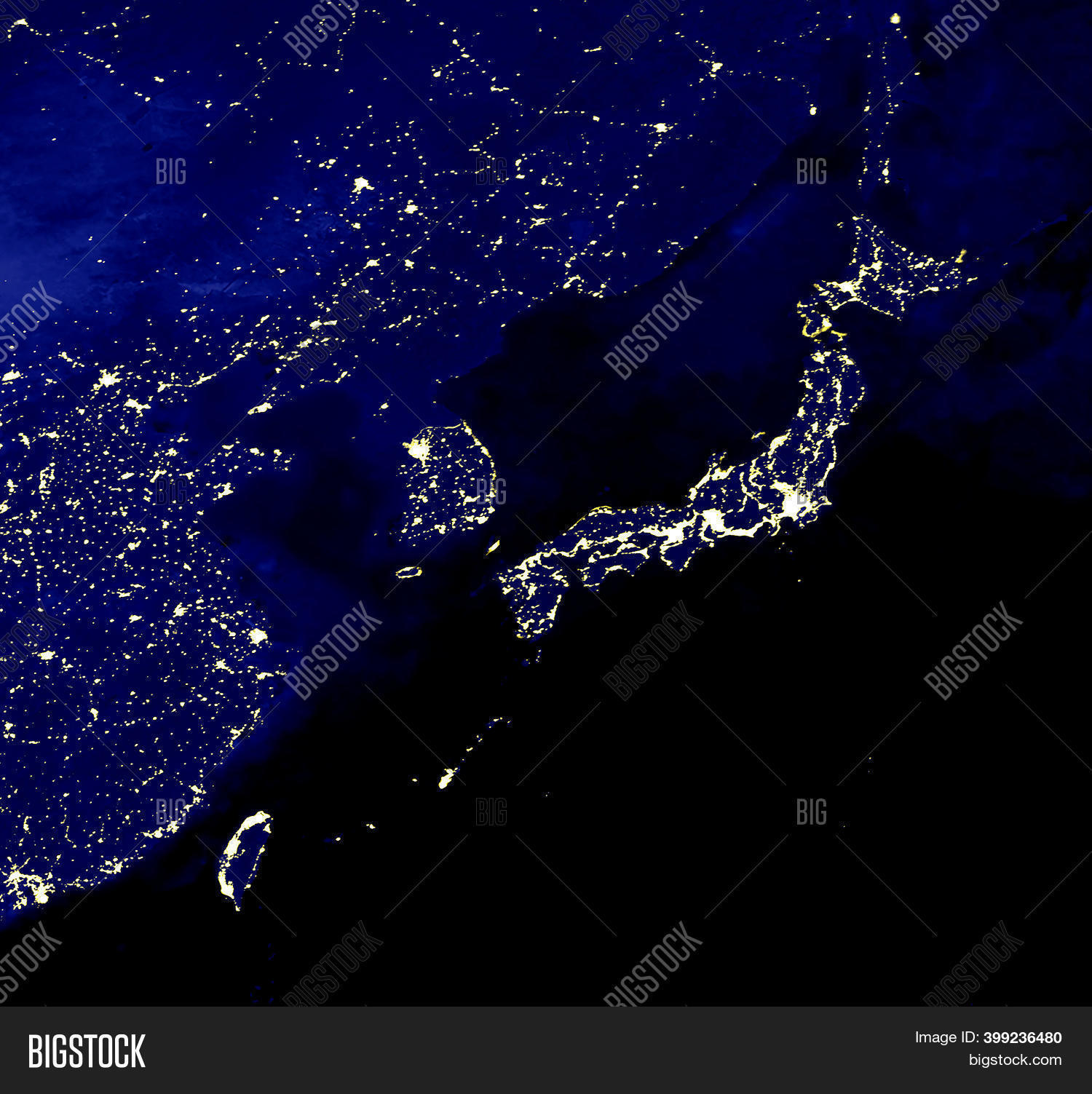 Night Satellite Map Of China