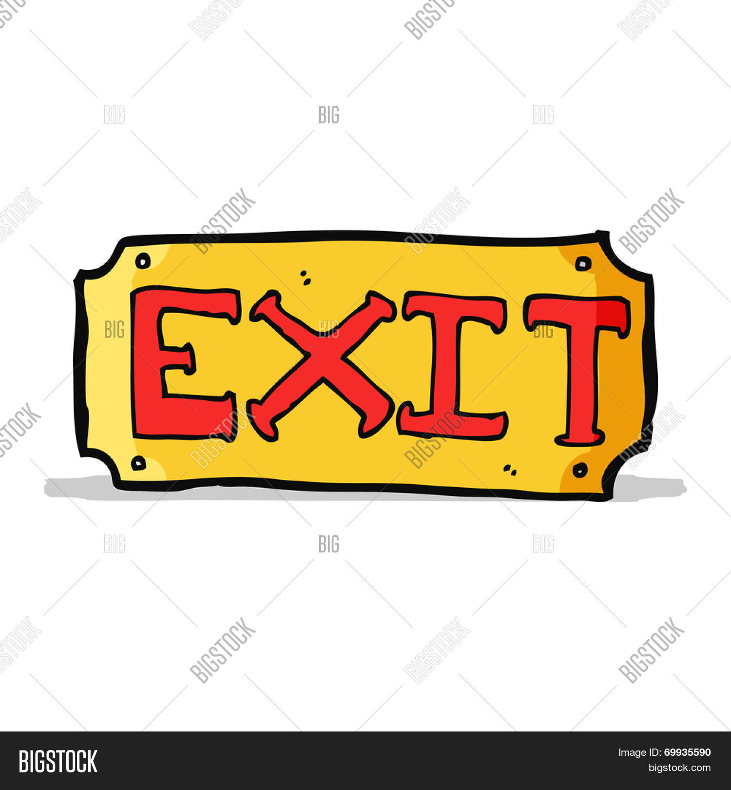 Cartoon Exit Sign Vector & Photo (Free Trial) | Bigstock
