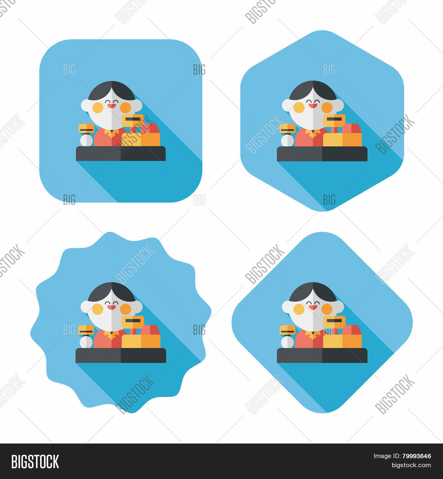 Shopkeeper Flat Icon Vector & Photo (Free Trial) | Bigstock