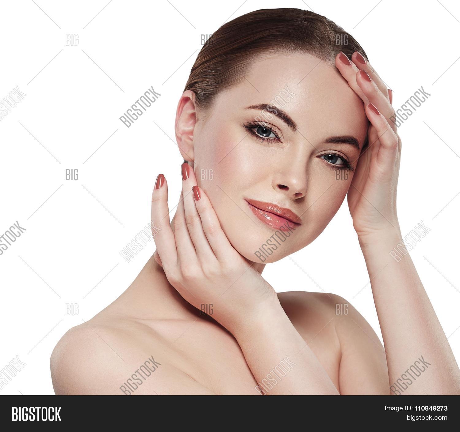 Beautiful Woman Touching Her Face Image & Photo | Bigstock