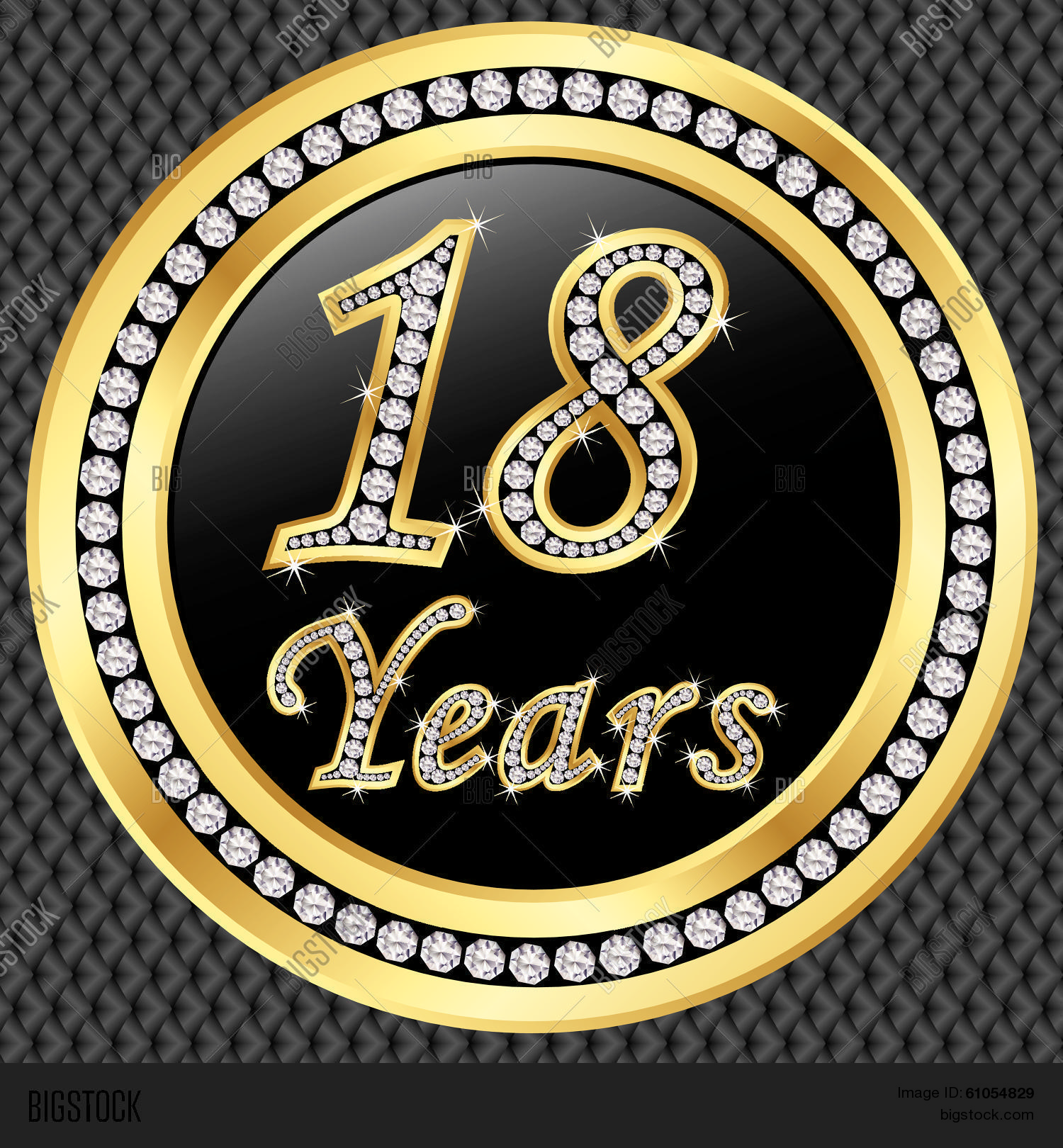 18 Years Anniversary Golden Happy Vector & Photo | Bigstock