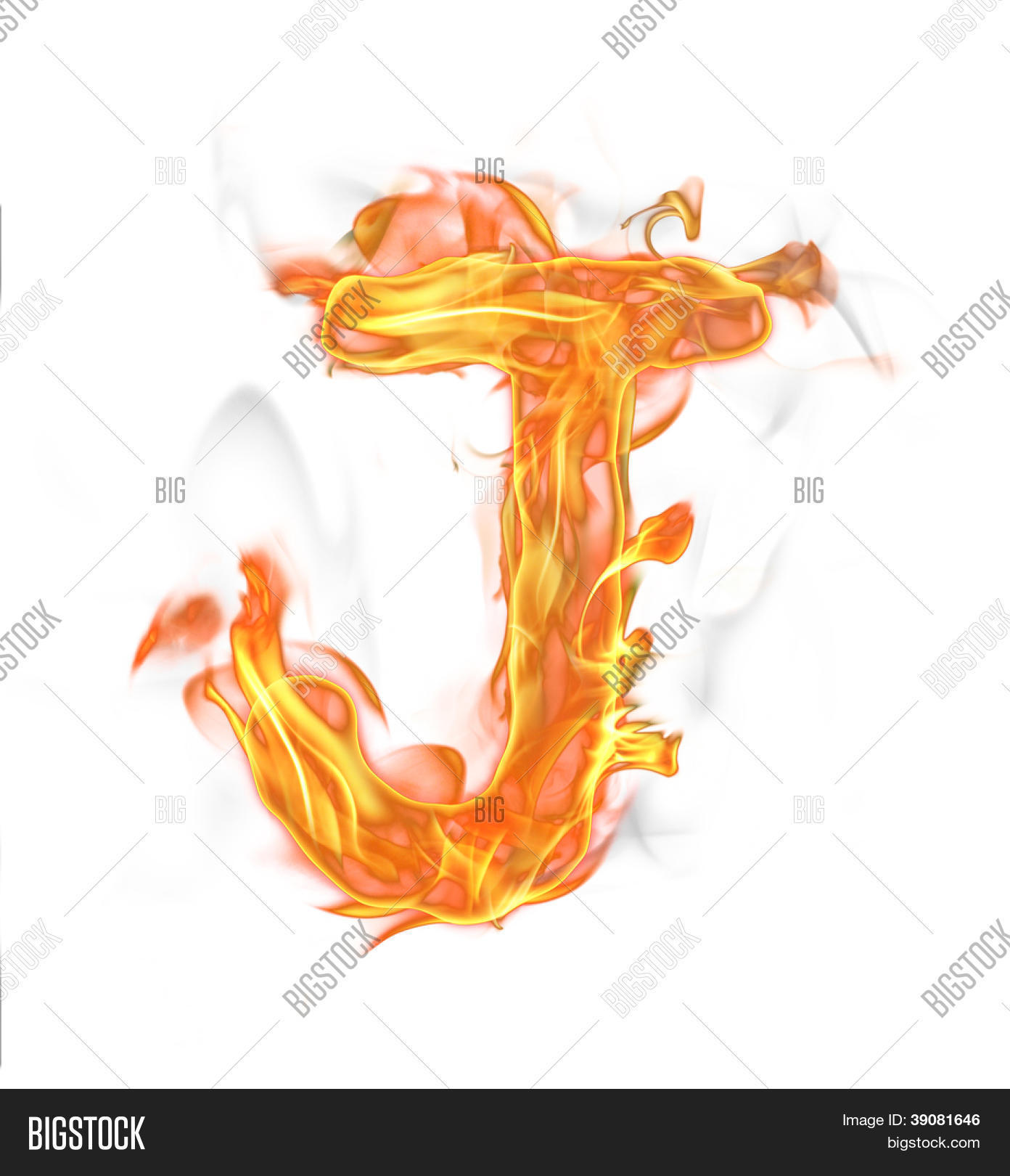 Fire Letter "J" Isolated On White Image & Photo | Bigstock