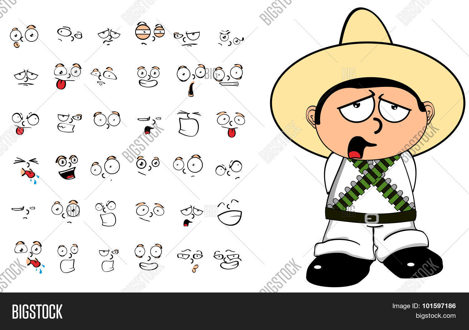 sad mexican kid cartoon expressions set Stock Vector & Stock Photos ...
