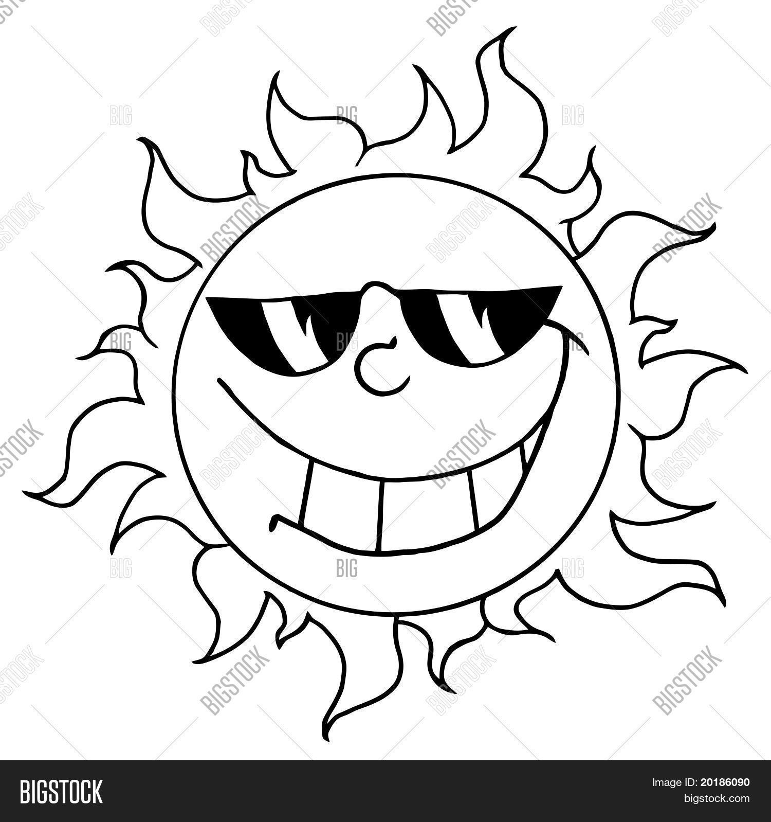 Outline Cool Sun Wearing Shades Image & Photo | Bigstock