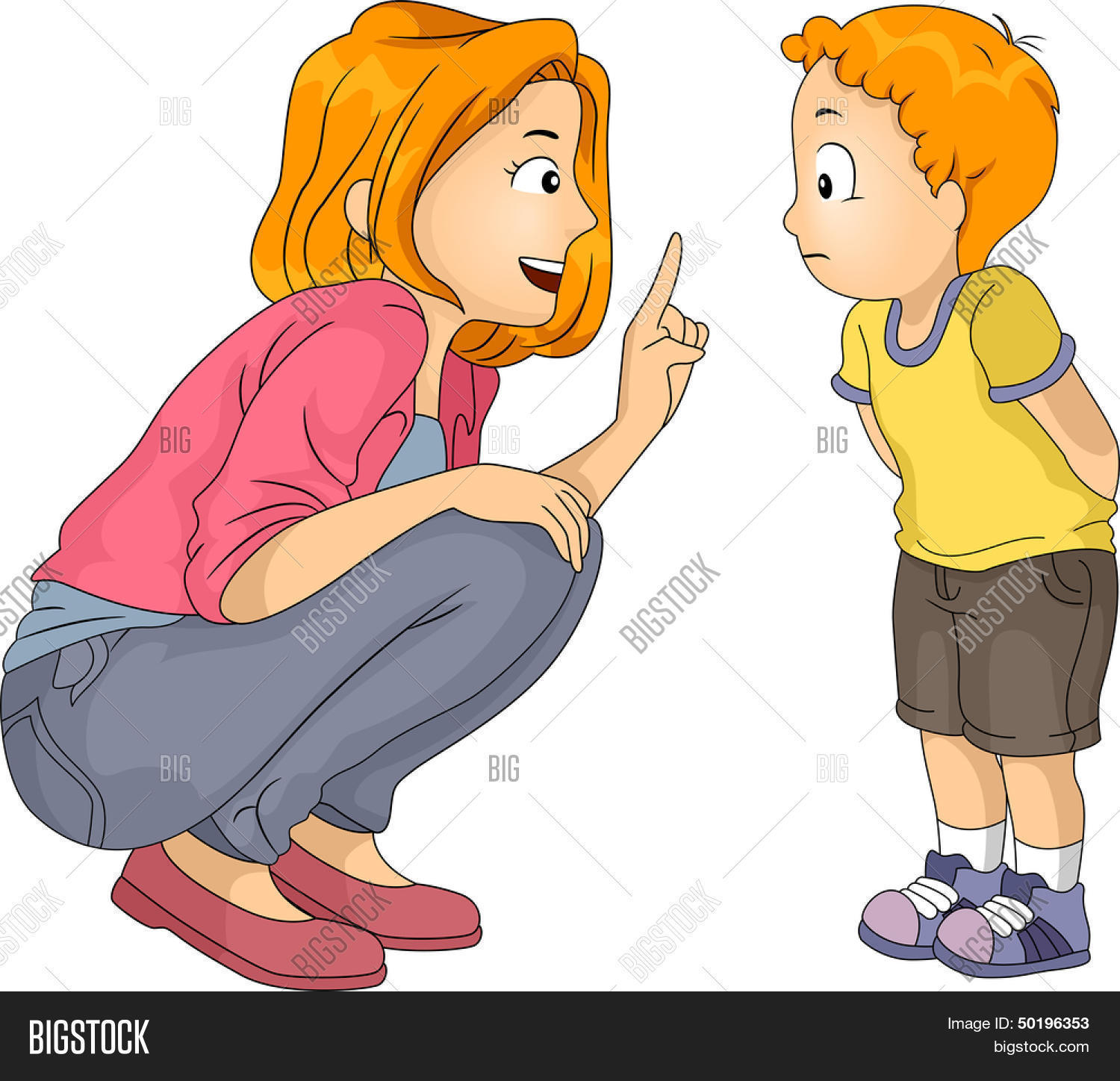 Illustration of a Caucasian Mother Giving Her Son a Lecture Stock ...