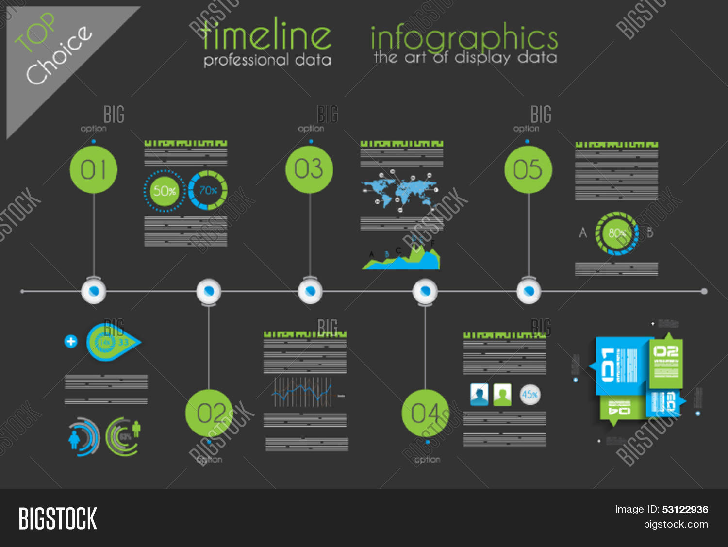 Timeline to display your data in order with Infographic elements ...