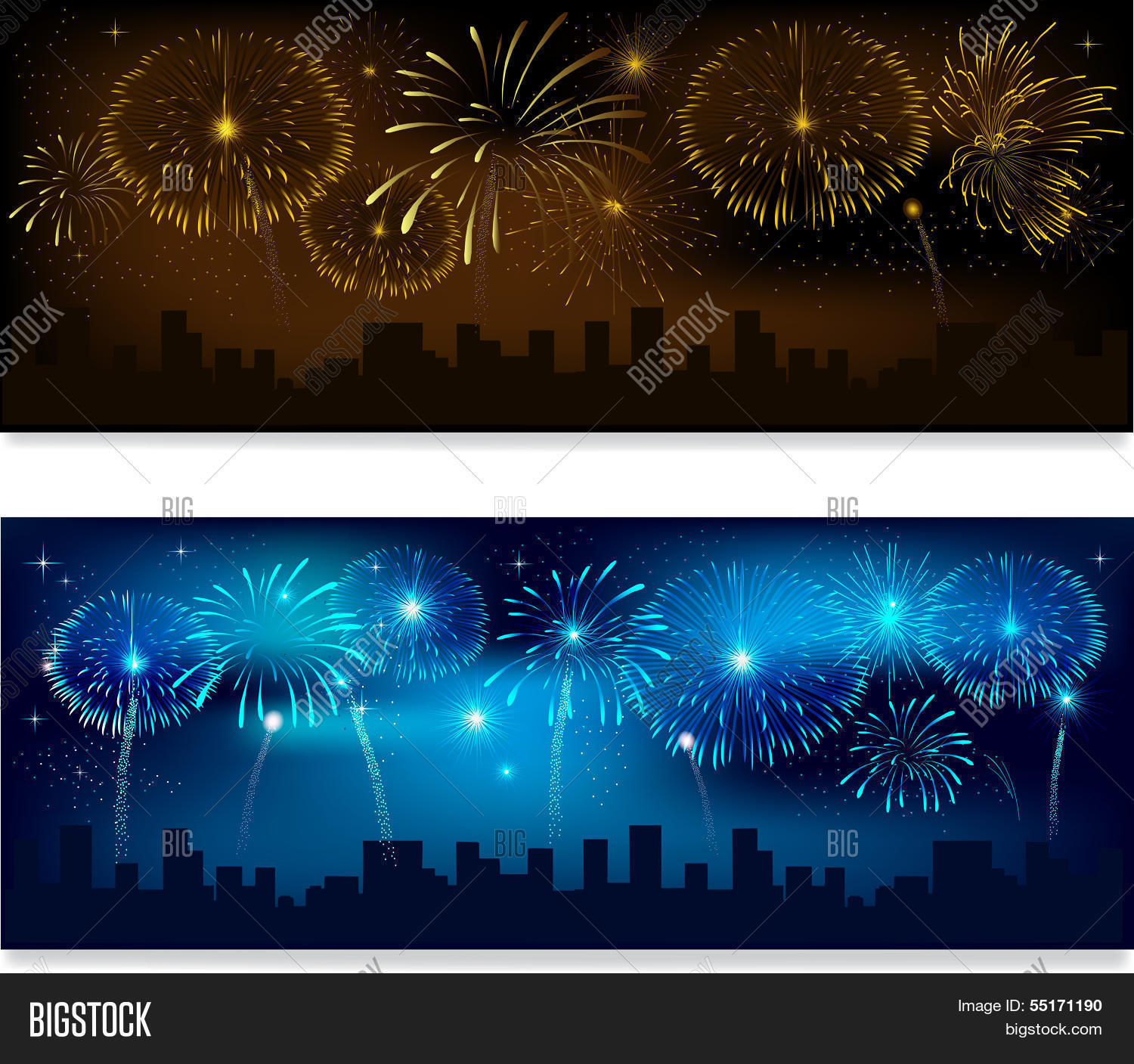 Fireworks Banner Vector & Photo | Bigstock