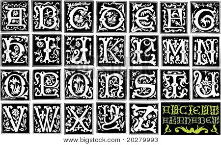 16th century engraved ornamental alphabet Stock Vector & Stock Photos ...