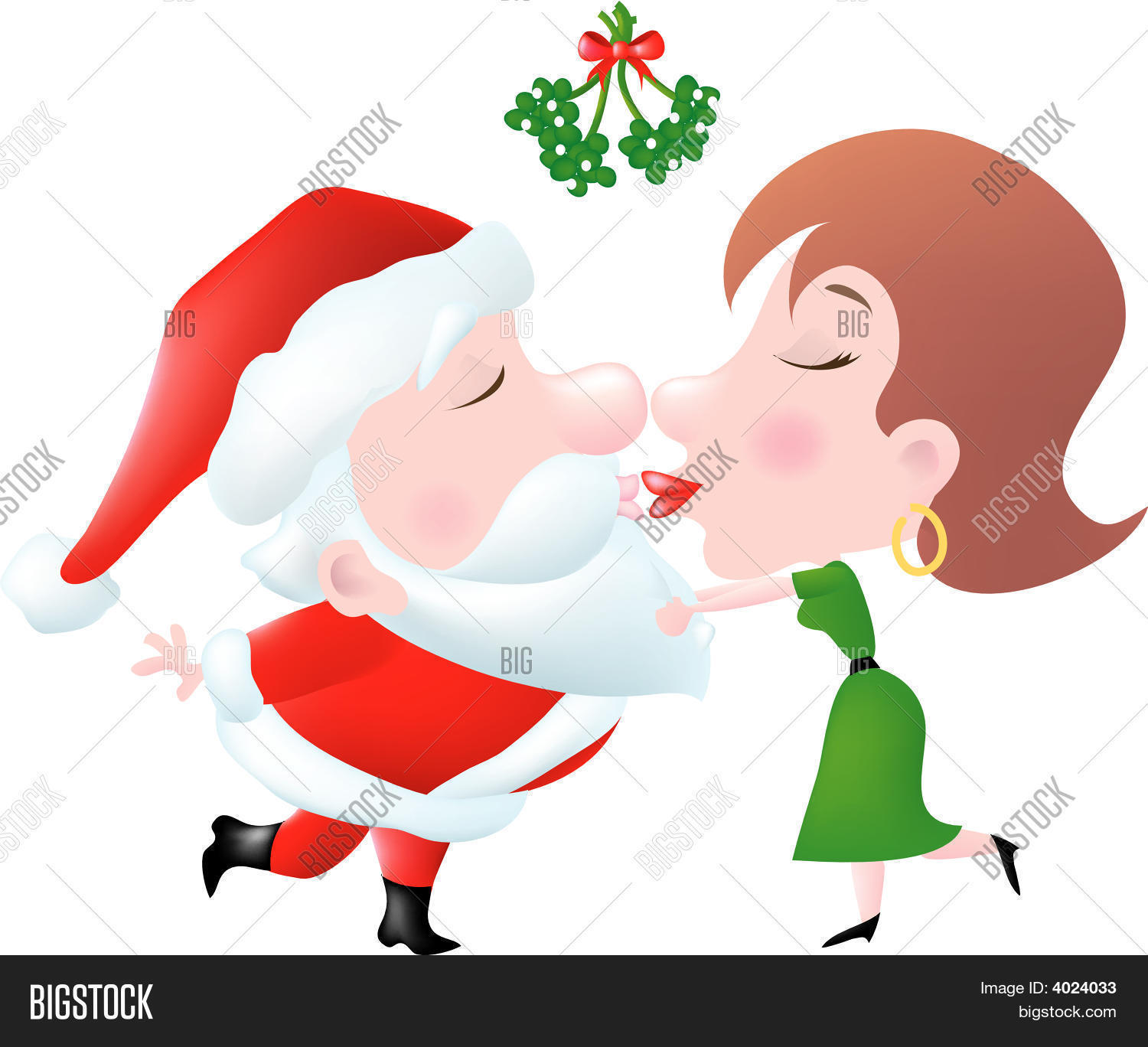 Mommy Kissing Santa Vector & Photo | Bigstock