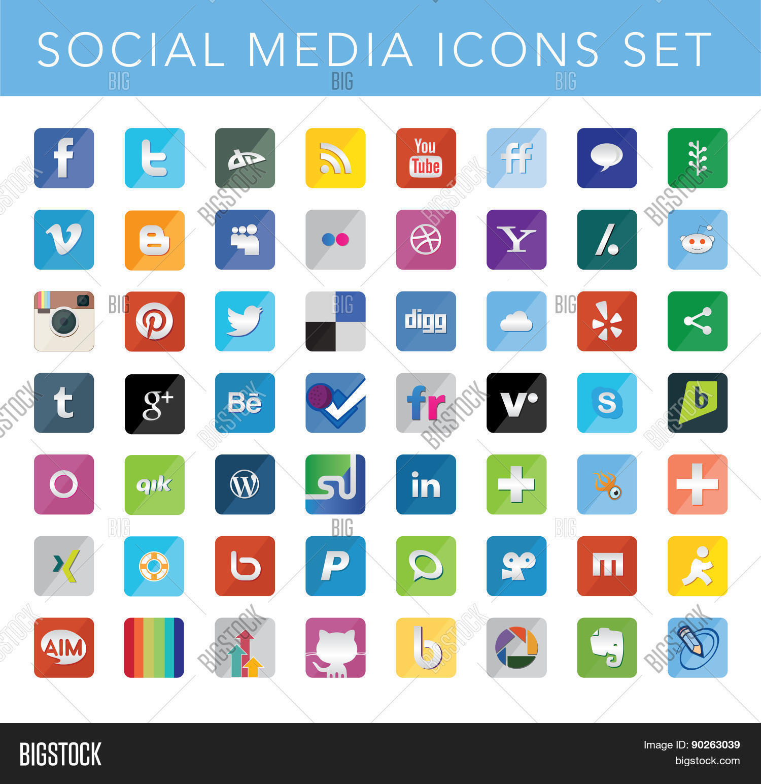 Social Media Icons Set Vector & Photo | Bigstock