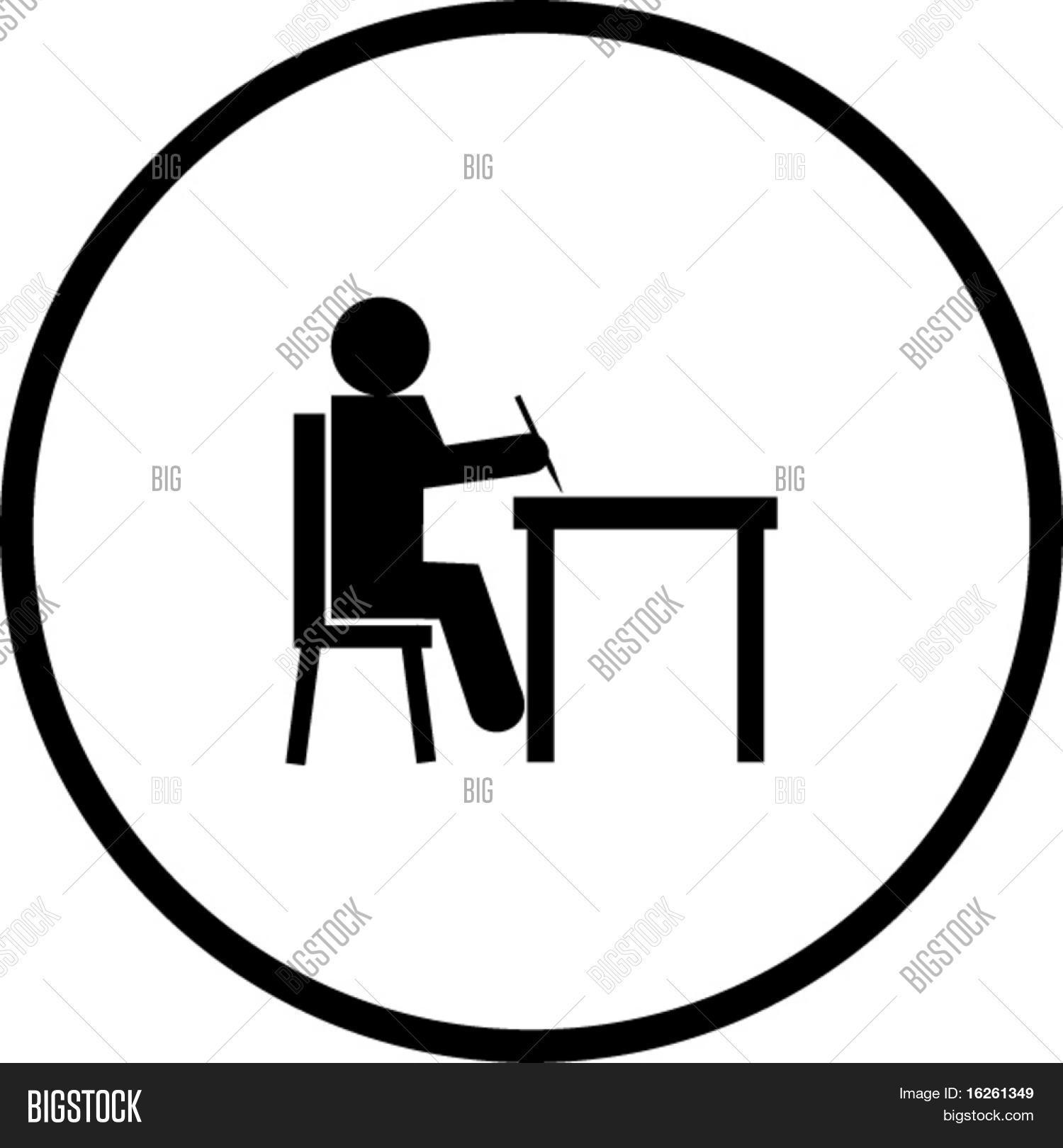 student writing in a desk symbol Stock Vector & Stock Photos | Bigstock