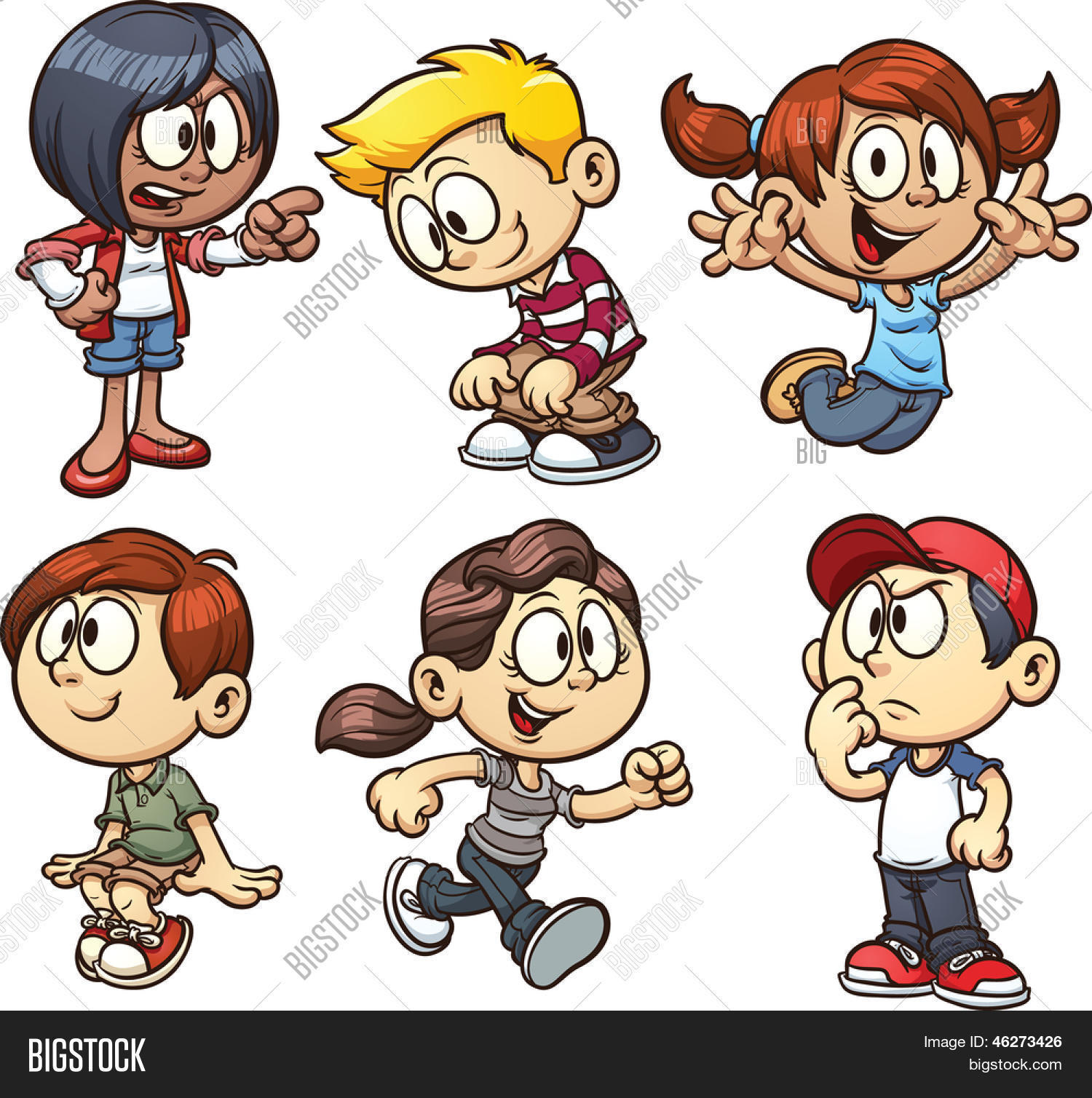Cartoon Kids. Vector Clip Art Vector & Photo | Bigstock