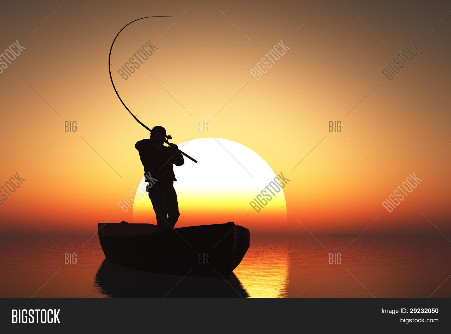 Fisherman silhouette at sunset. Stock Photo & Stock Images | Bigstock