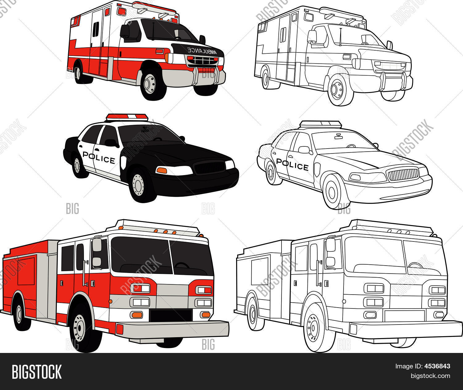 Ambulance, Fire Truck, Police Car Vector & Photo | Bigstock