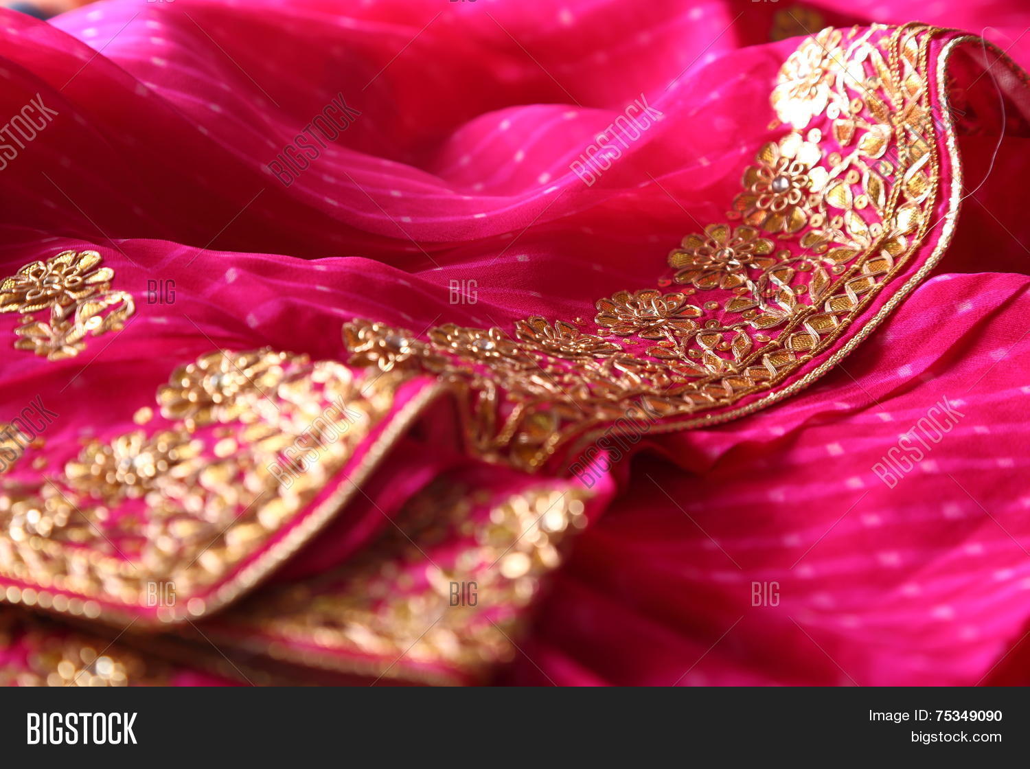 Indian Bandhej Saree Cloth Fabric Image & Photo | Bigstock