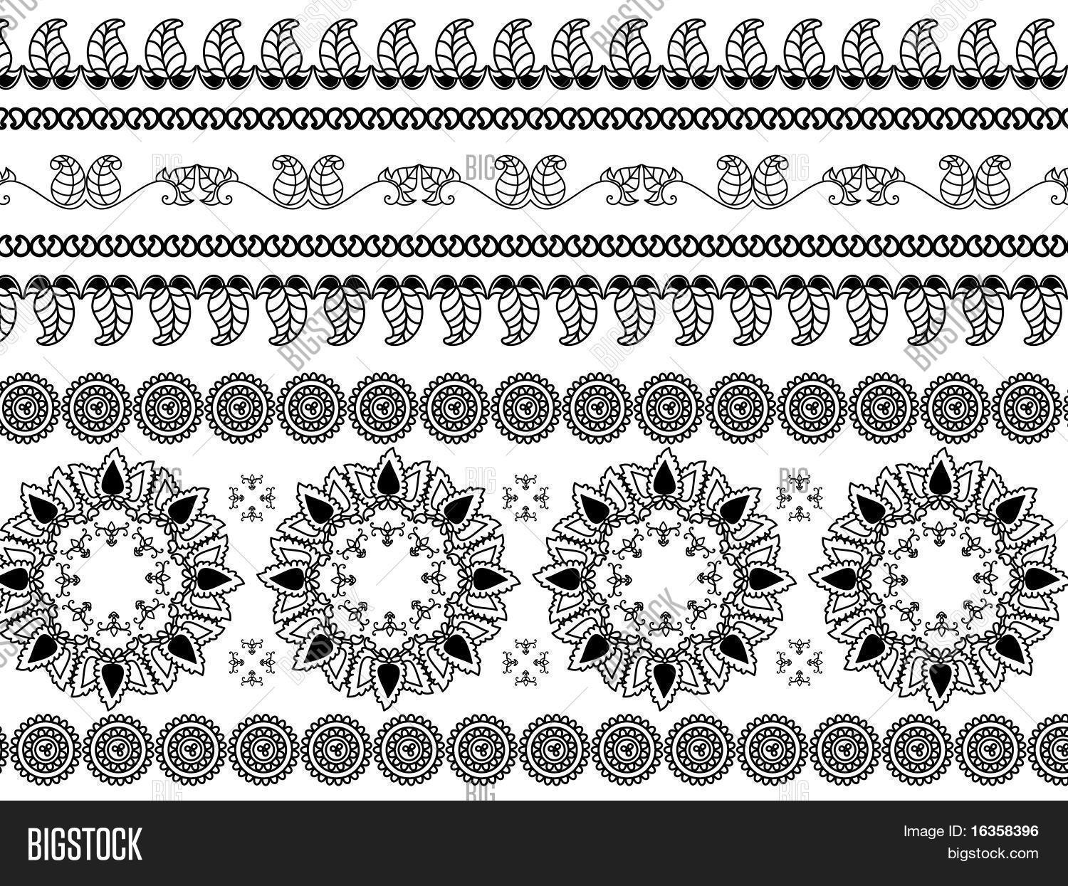 Henna Border Designs Vector & Photo | Bigstock