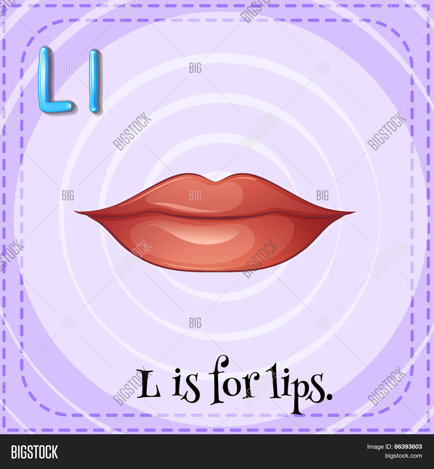 Flashcard letter L is for lips Stock Vector & Stock Photos | Bigstock