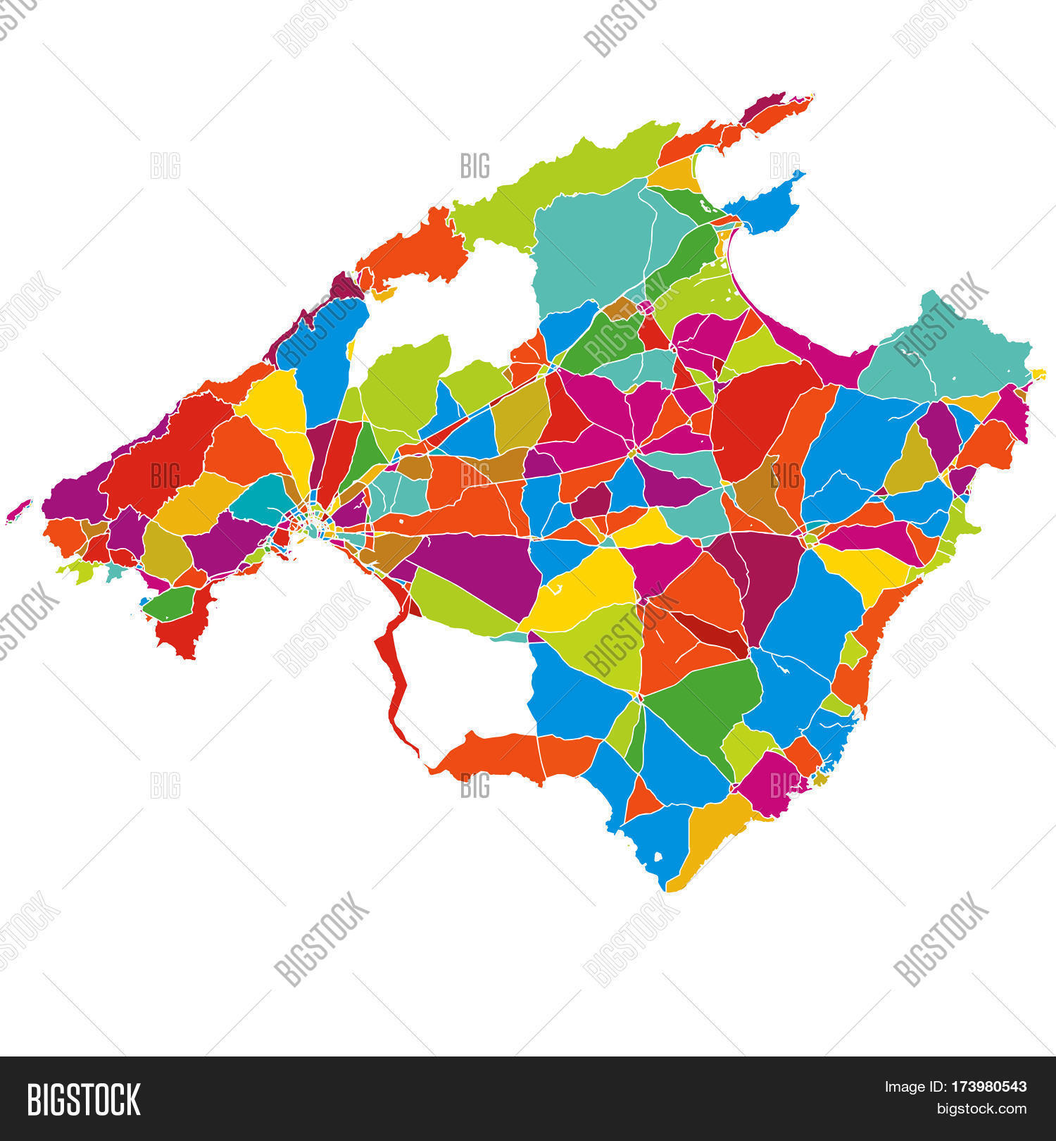 Mallorca Colorful Vector Map Vector & Photo | Bigstock
