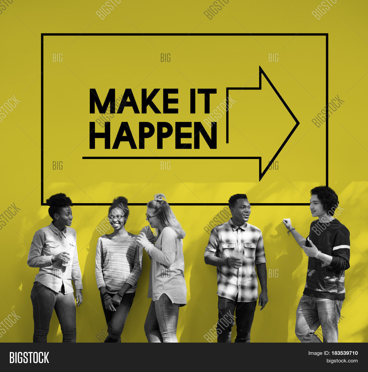 Make It Happen Positivity Attitude Possible Graphic Words Stock Photo ...