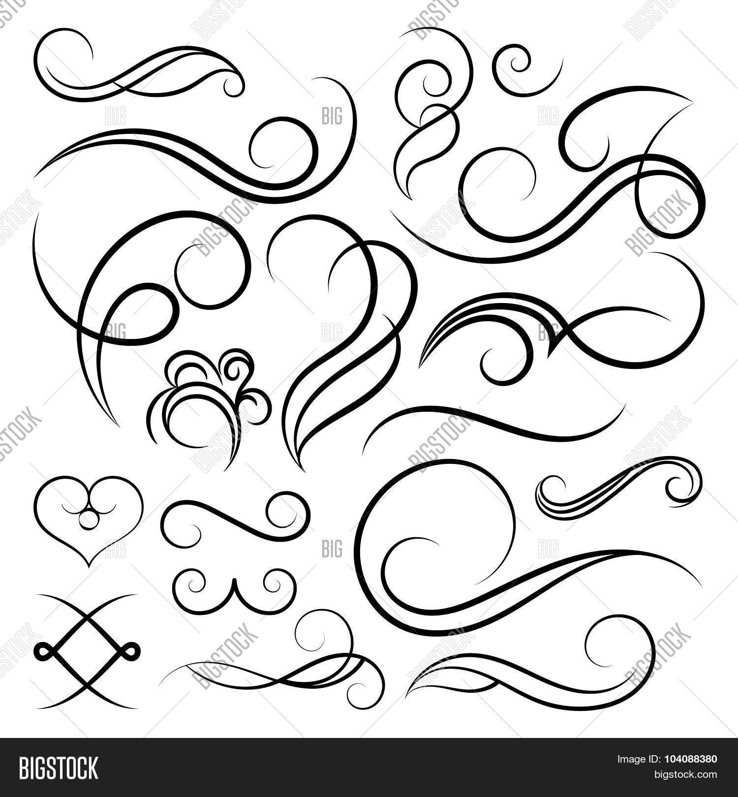 Vintage Set Decor Elements. Elegance Old Hand Drawing Set. Ornat Stock ...