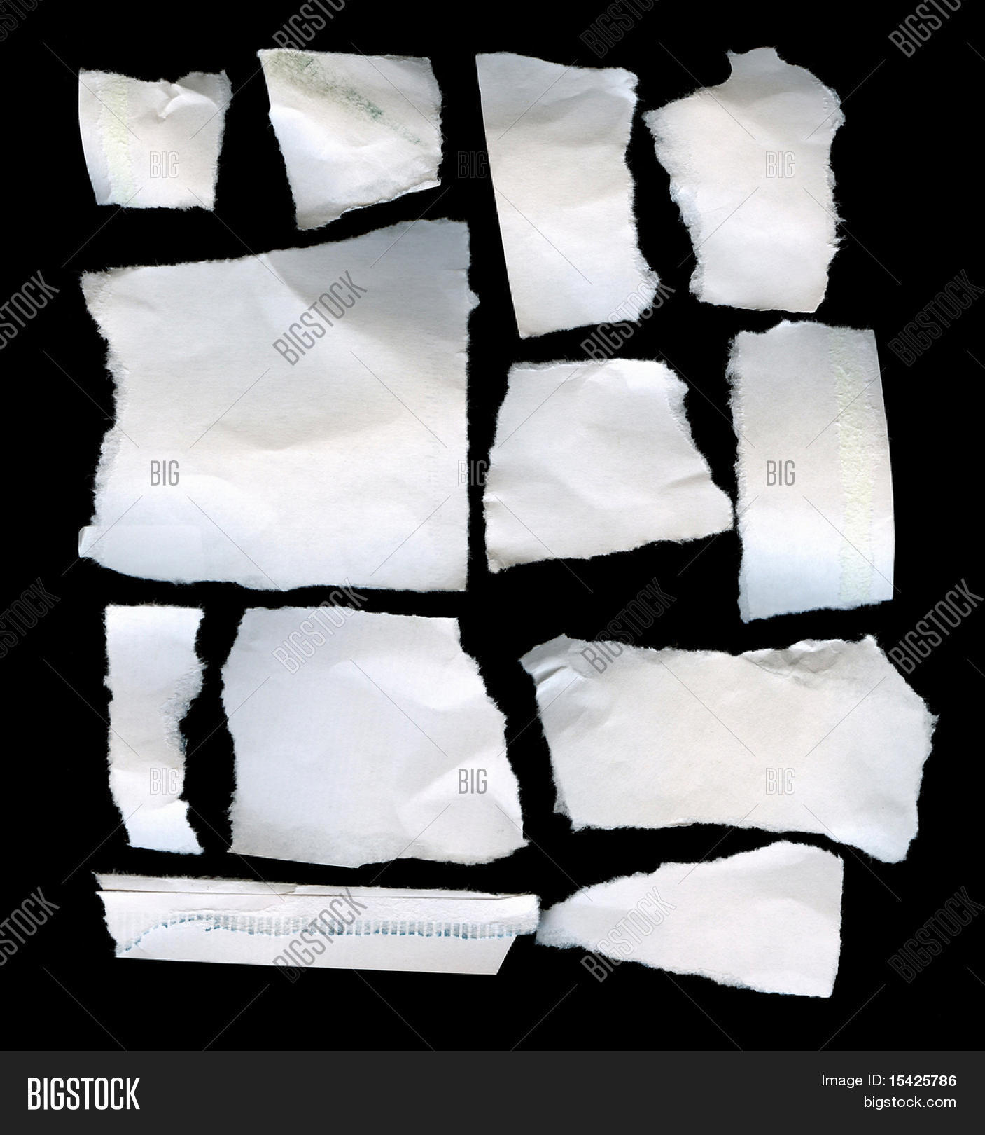 Torn Real Paper Scraps On Black Background Stock Photo & Stock Images ...