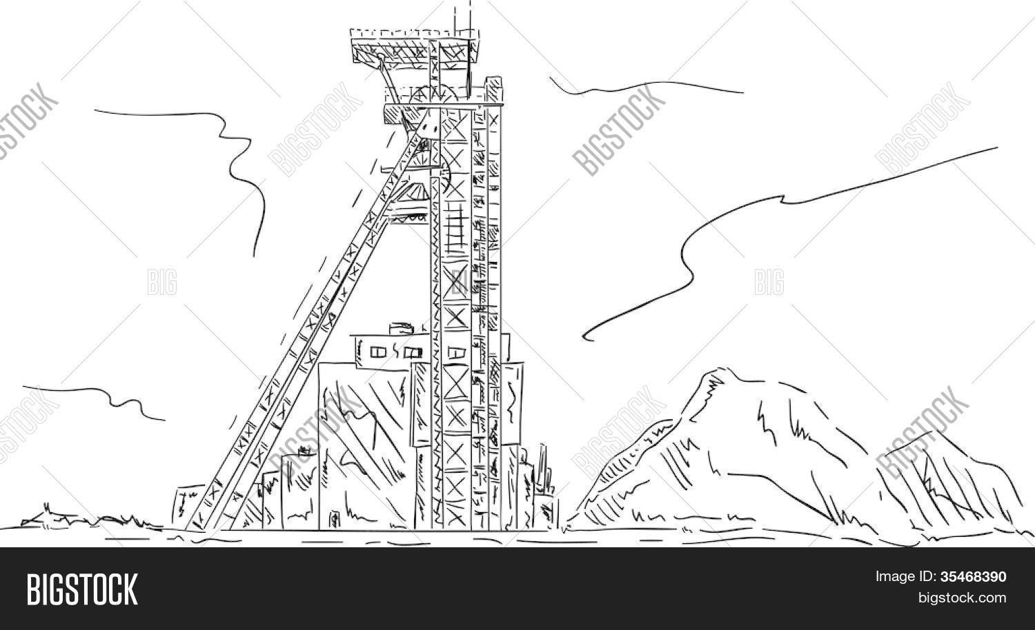 Vector - Coal Mine Headgear Tower Vector & Photo | Bigstock