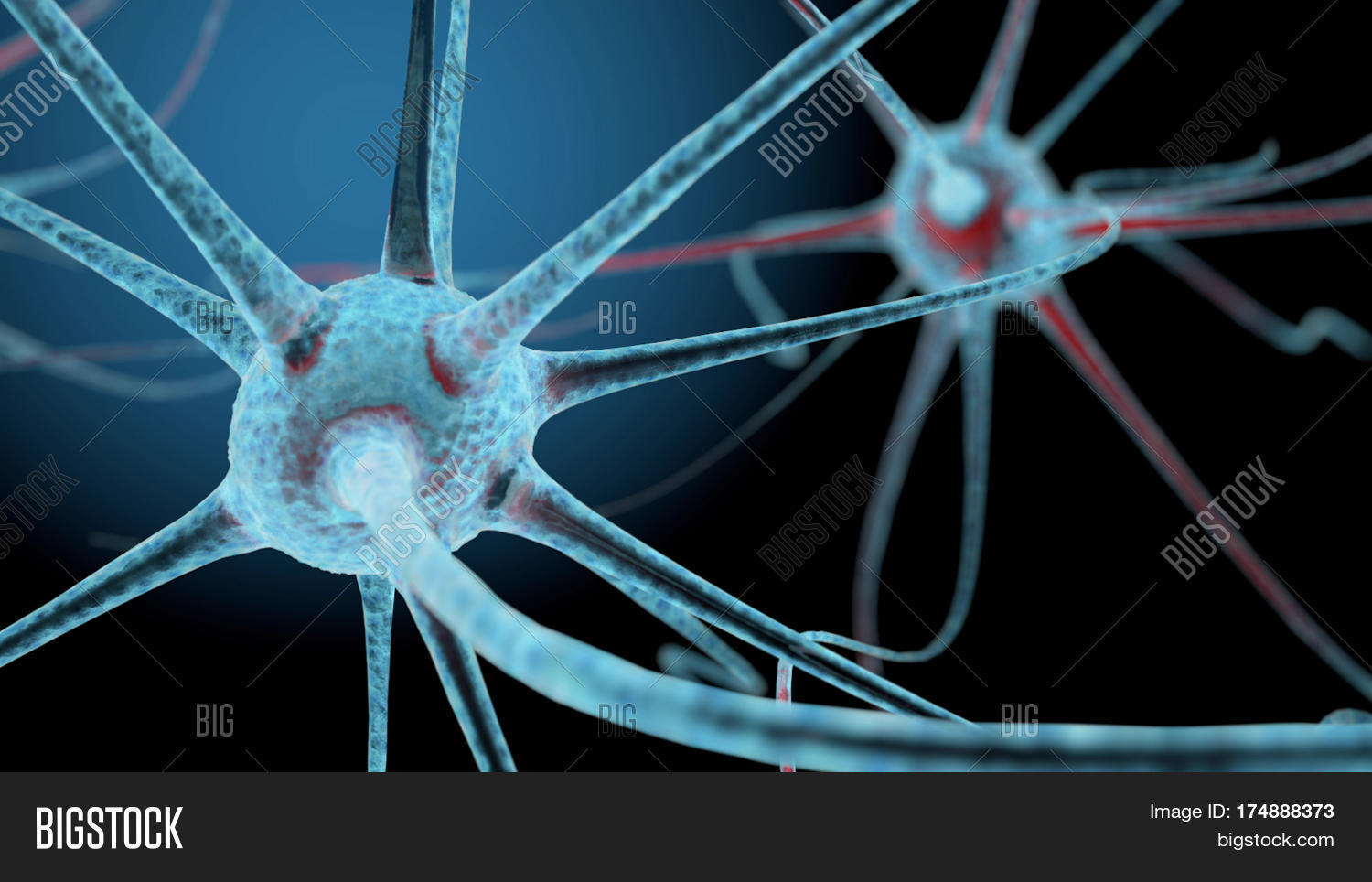 3D neuron cells network structure background. 3D rendering. Stock Photo ...